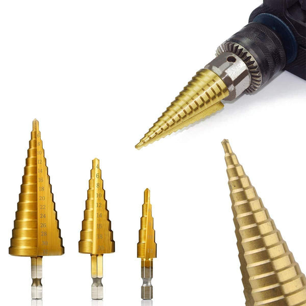 437 -3X Large HSS Steel Step Cone Drill Titanium Bit – Springkart
