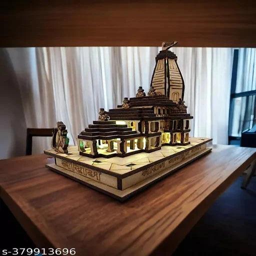 Shri Ram Ayodhya 3D Ram Mandir Wooden Model (With LED)(6 Inch)(15 cm ...
